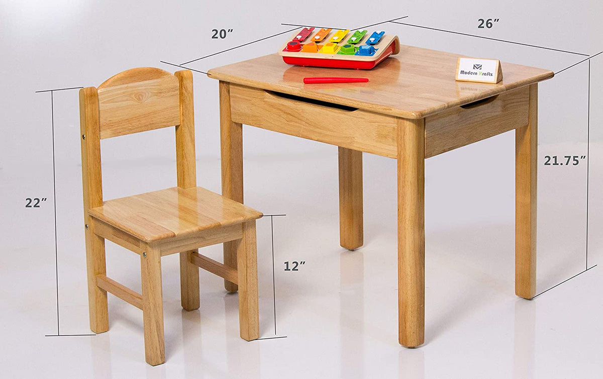 Modern Kraftz 2 Seater Solidwood Kids Study Table with Lift Up Top Sto